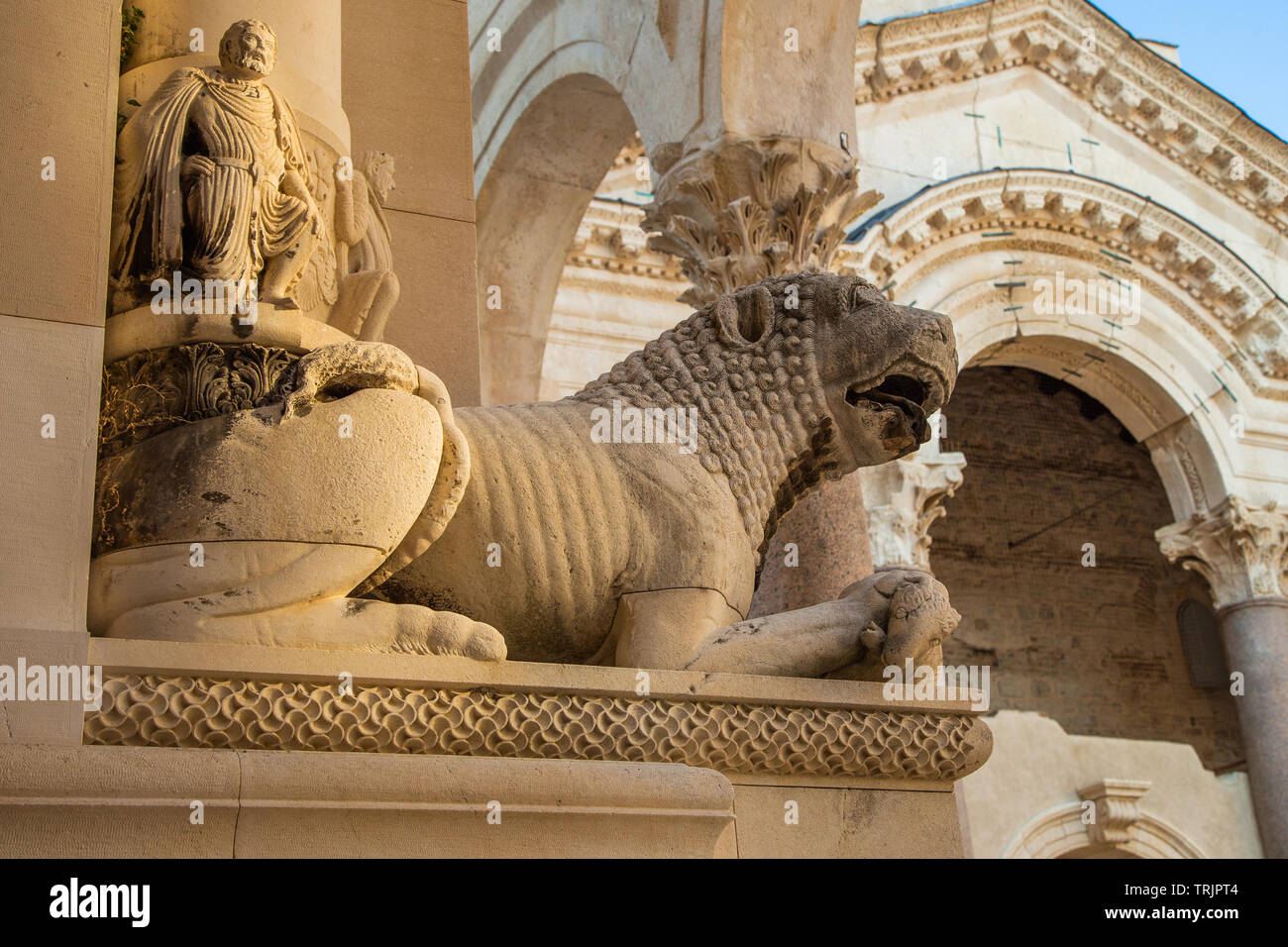Split, Croatia, peristyle or peristil inside Diocletian Palace in the ...