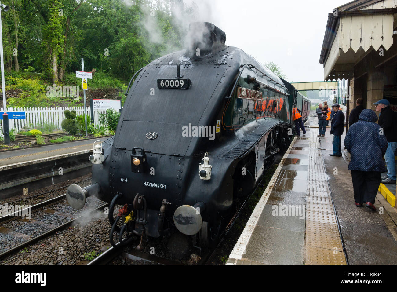 The steam locomotive Union of South Africa 60009 LNER A4 Class on a ...
