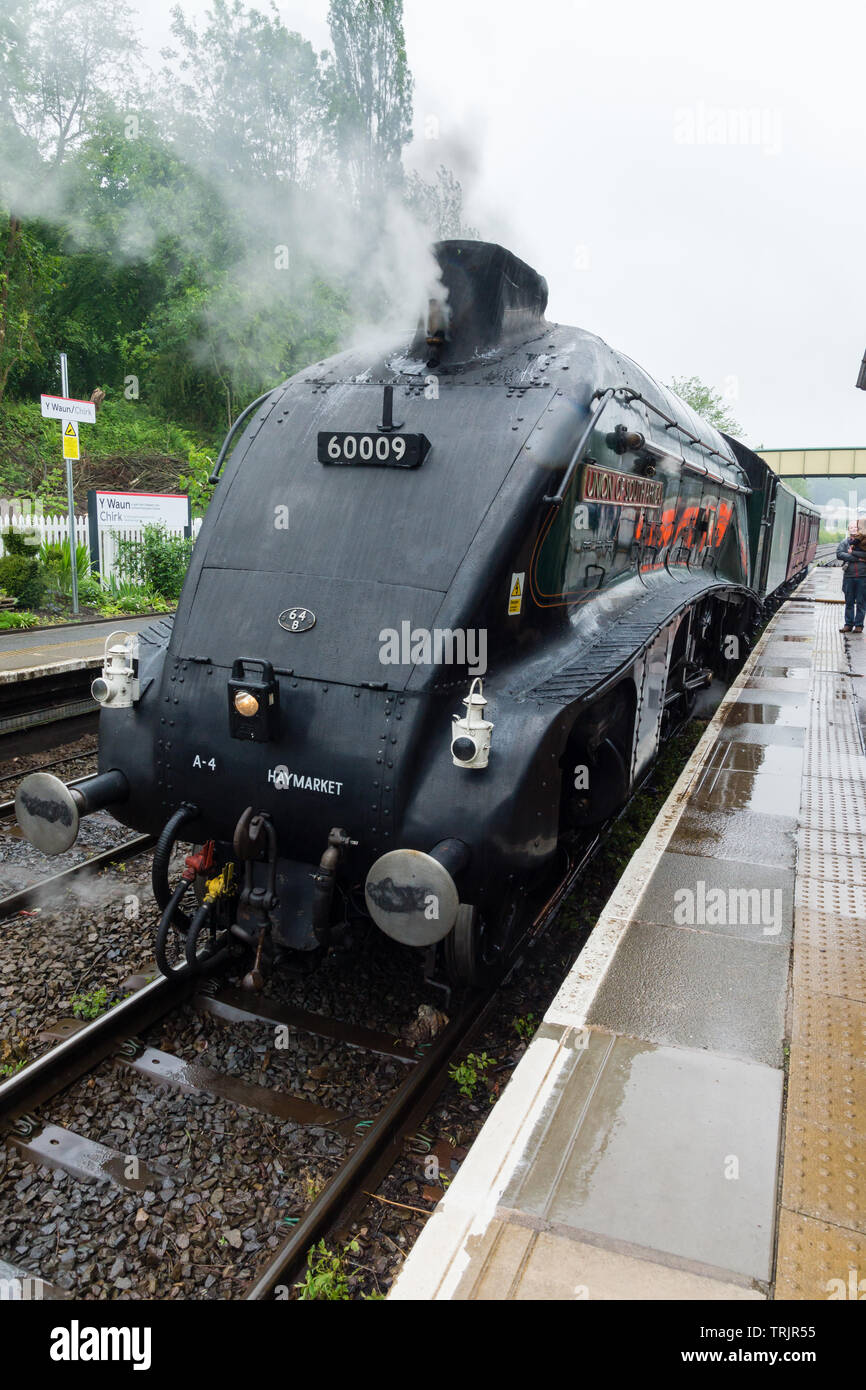 The steam locomotive Union of South Africa 60009 LNER A4 Class on a ...
