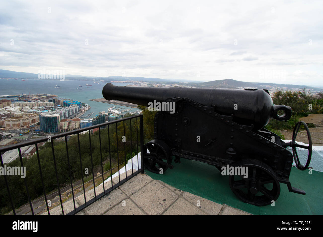 Gibraltar Rock cannon protect protecting wheel rail railings ball balls ...