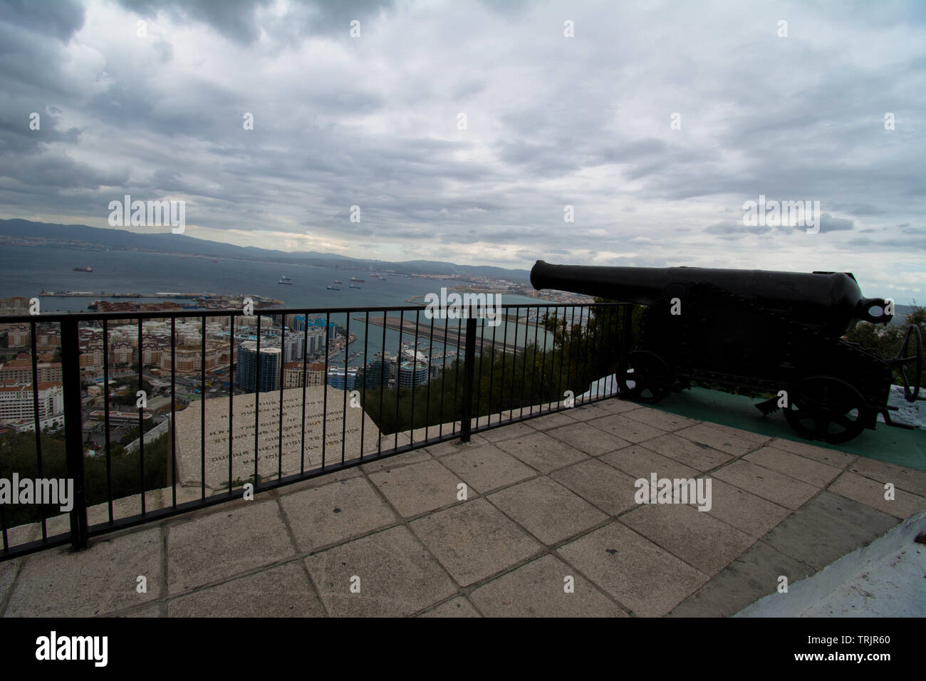 Gibraltar Rock Queen Elizabeth cannon outside thunder lightning sky ...