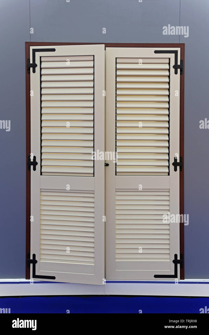 Closed Double Door Shutters at House Building Stock Photo - Alamy