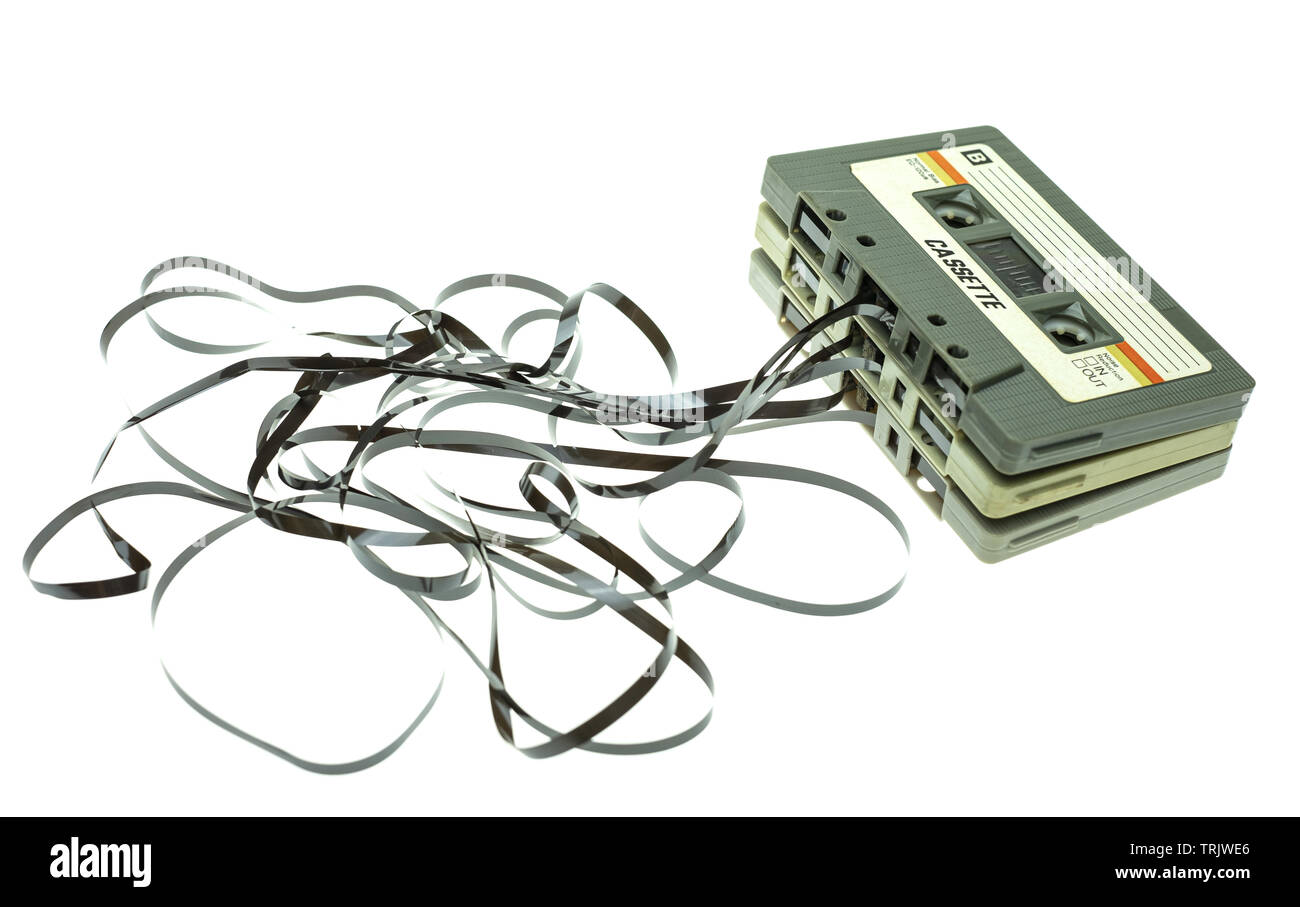 Vintage compact cassette tape on white background Stock Photo - Alamy