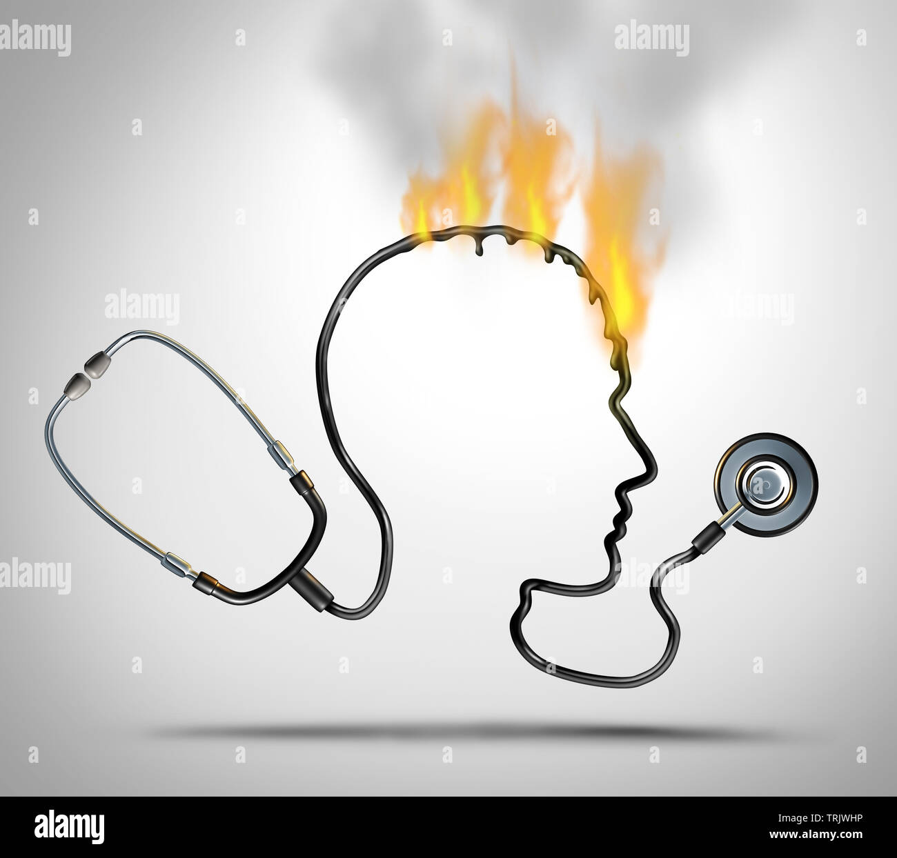 Doctor burnout and medical stress or physician worry as a stethoscope ...