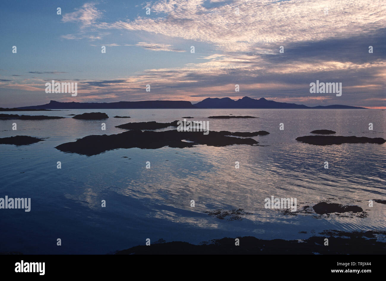 Island of Rum and Eigg, Inner Hebrides Islands, Scotland from Mallaig ...