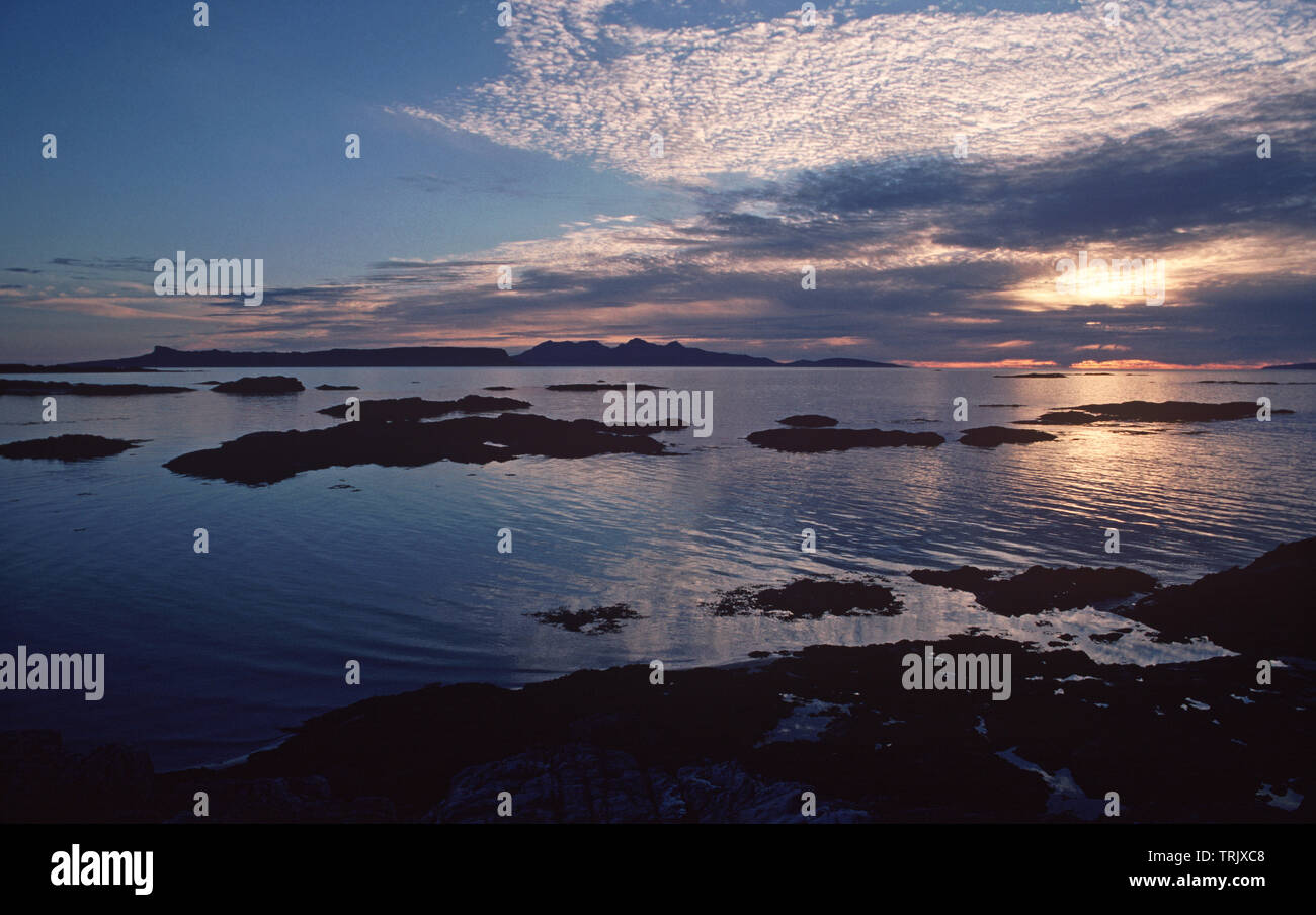 Island of Rum and Eigg, Inner Hebrides Islands, Scotland from Mallaig ...
