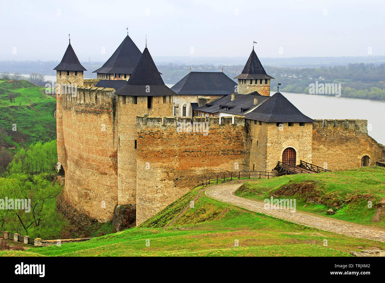 View of Khotyn fortress, Western Ukraine (XIII century Stock Photo - Alamy