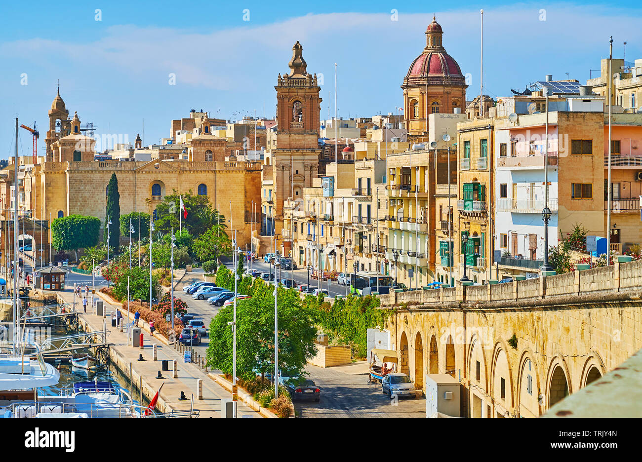 BIRGU MALTA - JUNE 19, 2018: The cityscape of Birgu with residential ...