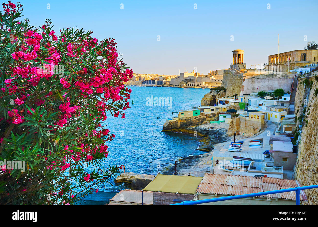 The scenic cityscape of Valletta with historic ramparts, Siege Bell War ...