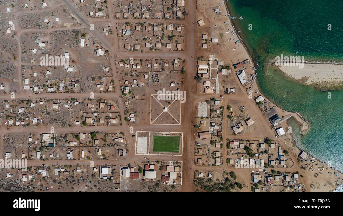 Aerial view of the community of Punta Chueca where the population of ...