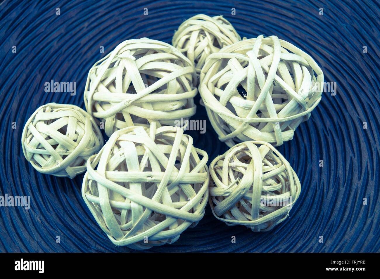 wooden wicker balls for decoration Stock Photo - Alamy