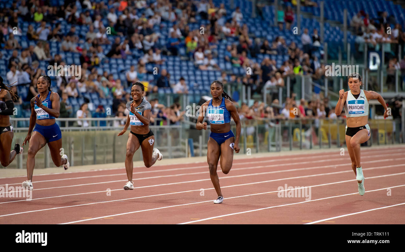 ROME - ITALY 6 JUNE 2019: (L-R) Elaine Thompson (JAM) Marie-Josee Ta ...