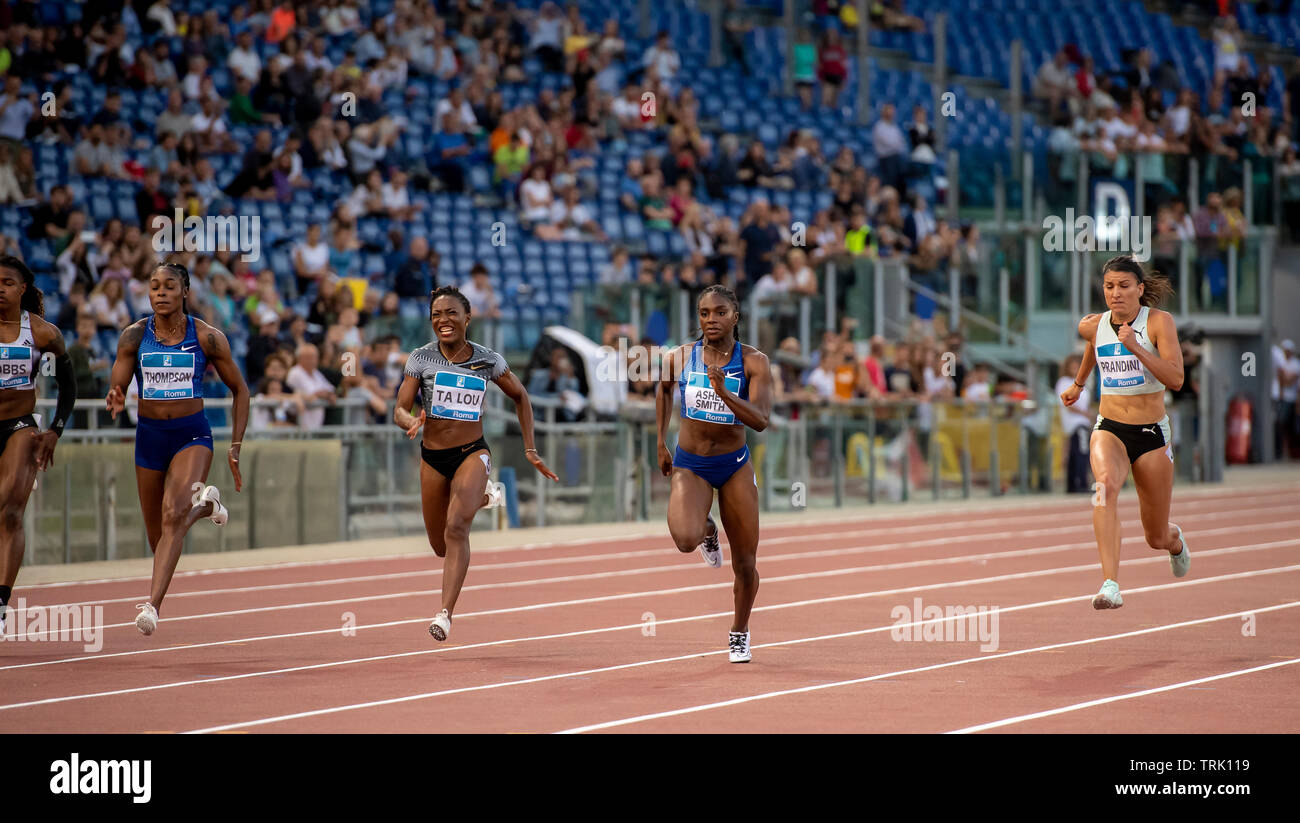 ROME - ITALY 6 JUNE 2019: (L-R) Elaine Thompson (JAM) Marie-Josee Ta ...