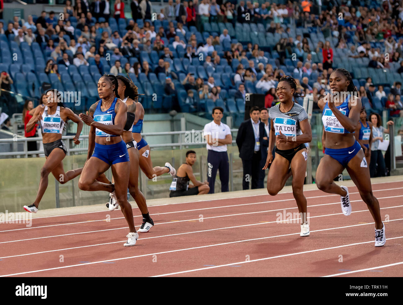 ROME - ITALY 6 JUNE 2019: (L-R) Elaine Thompson (JAM) Marie-Josee Ta ...