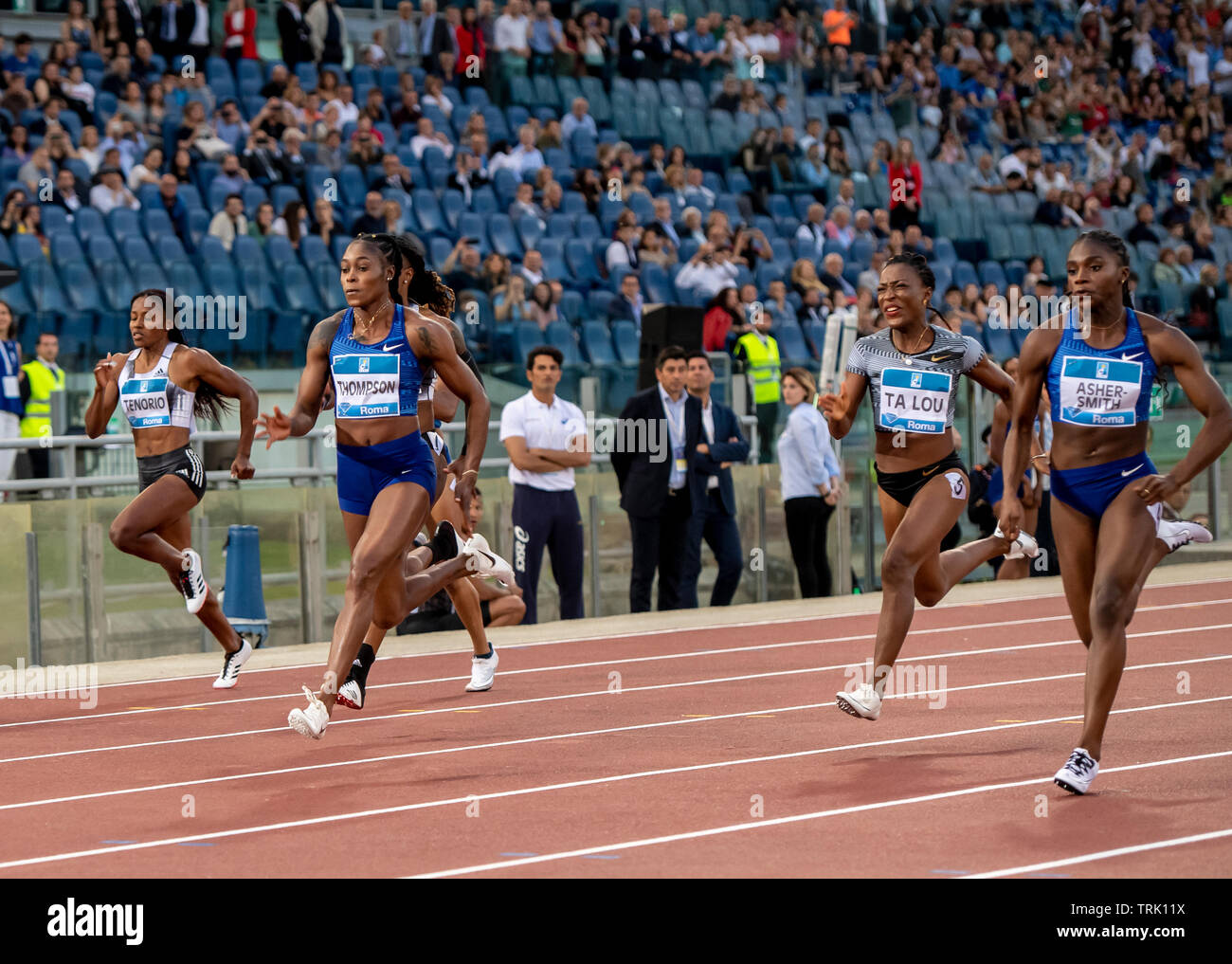 ROME - ITALY 6 JUNE 2019: (L-R) Elaine Thompson (JAM) Marie-Josee Ta ...