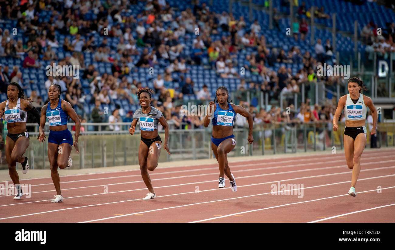 ROME - ITALY 6 JUNE 2019: (L-R) Aleia Hobbs (USA) Elaine Thompson (JAM ...
