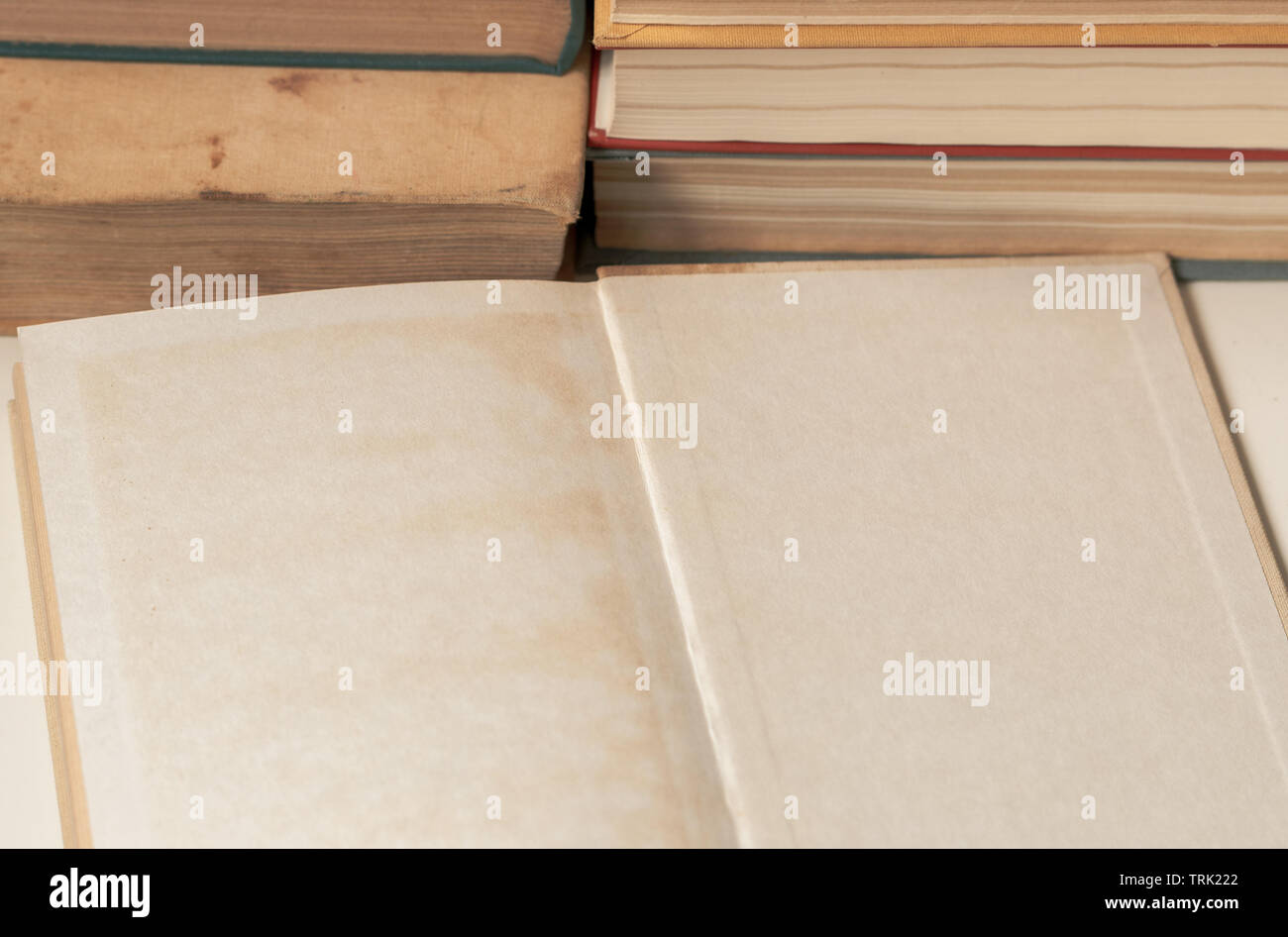 Vintage Stained Old Work Book Open For Your Text or Designs Stock Photo ...