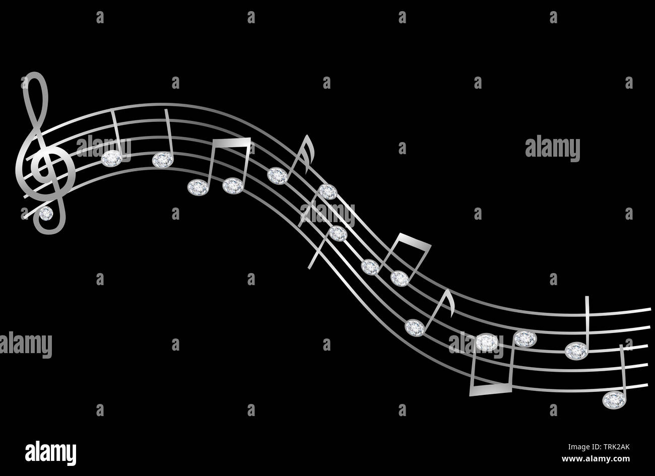 diamond music notes on pentagram background Stock Photo - Alamy