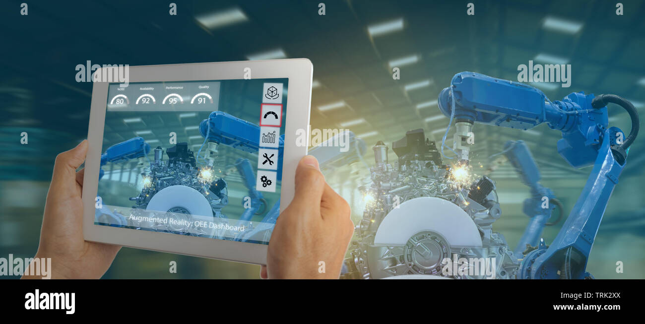 iot industry 4.0 concept,industrial engineer using software (augmented ...