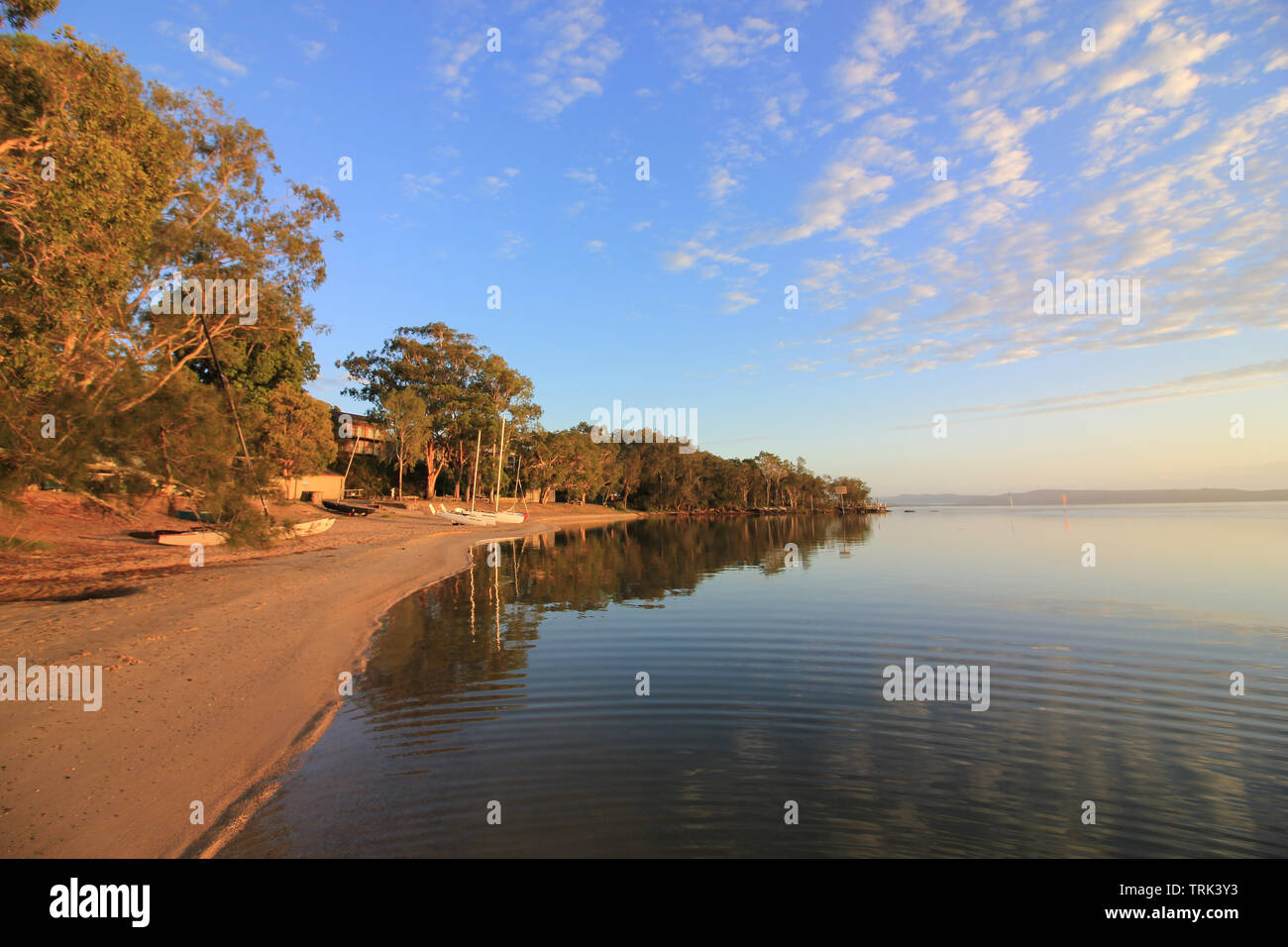 Summer sunrise over the Lake Cootharaba near Boreen Point, on the ...