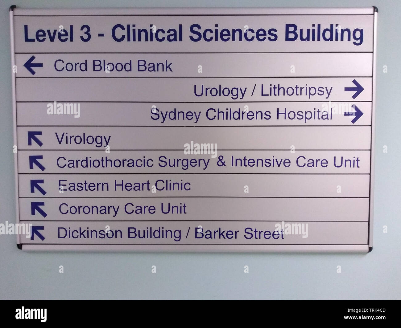 directions sign in a hospital , Sydney Australia Stock Photo - Alamy