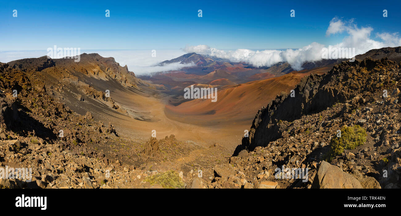The view across Haleakala Crater in Haleakala National Park, Maui's ...