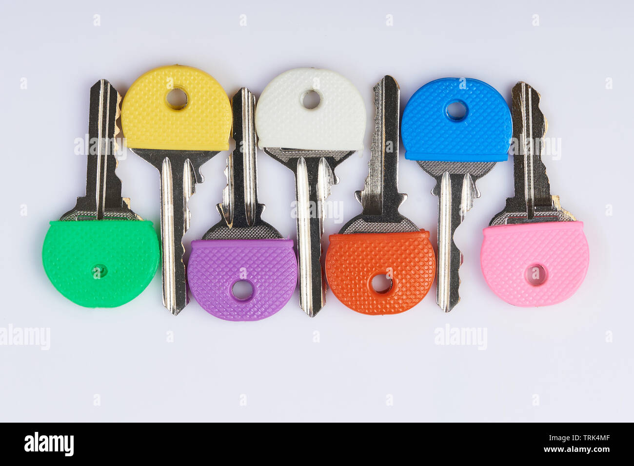 Set of colorful keys lay in group isolated on white background Stock ...