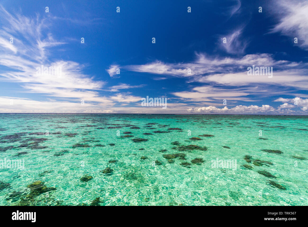 Spectacular view of crystal clear lagoon from overwater bungalow Stock ...