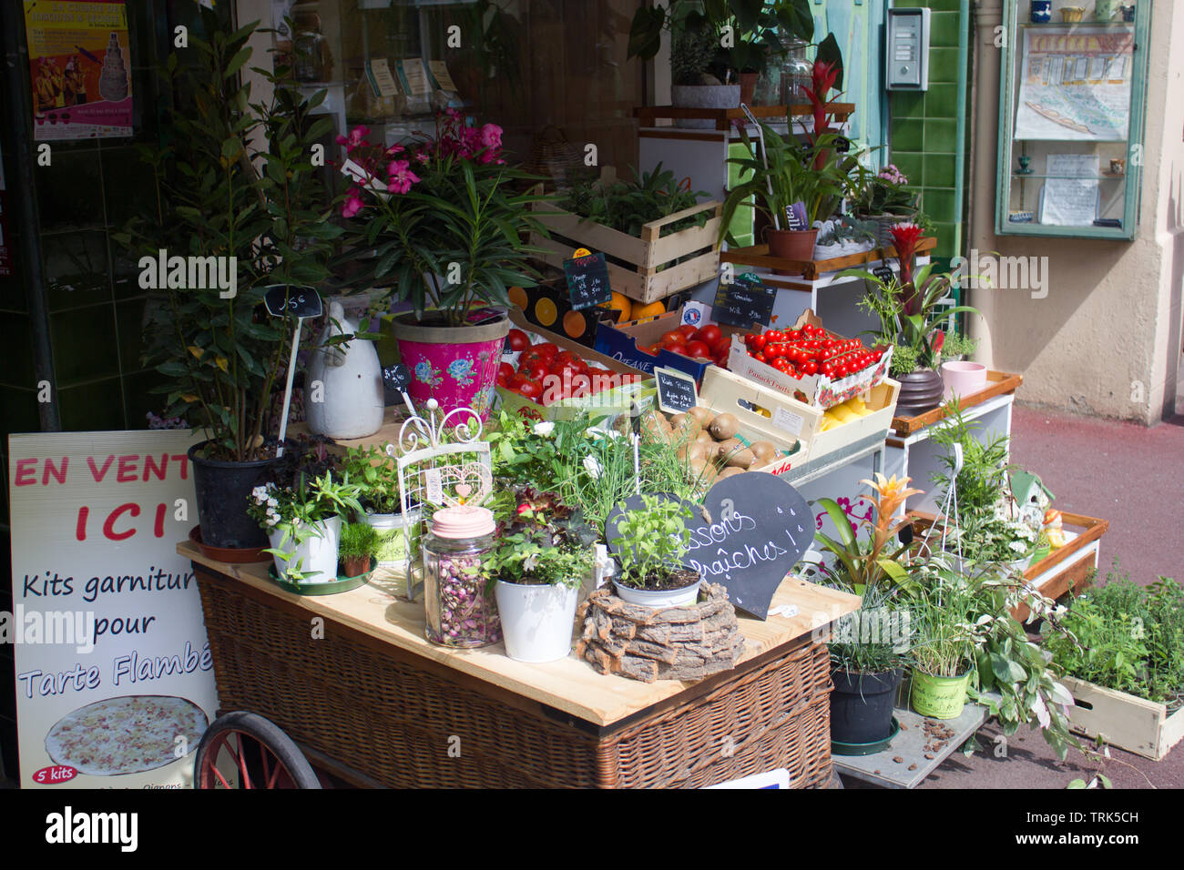 Front shop in a small town in France Stock Photo - Alamy