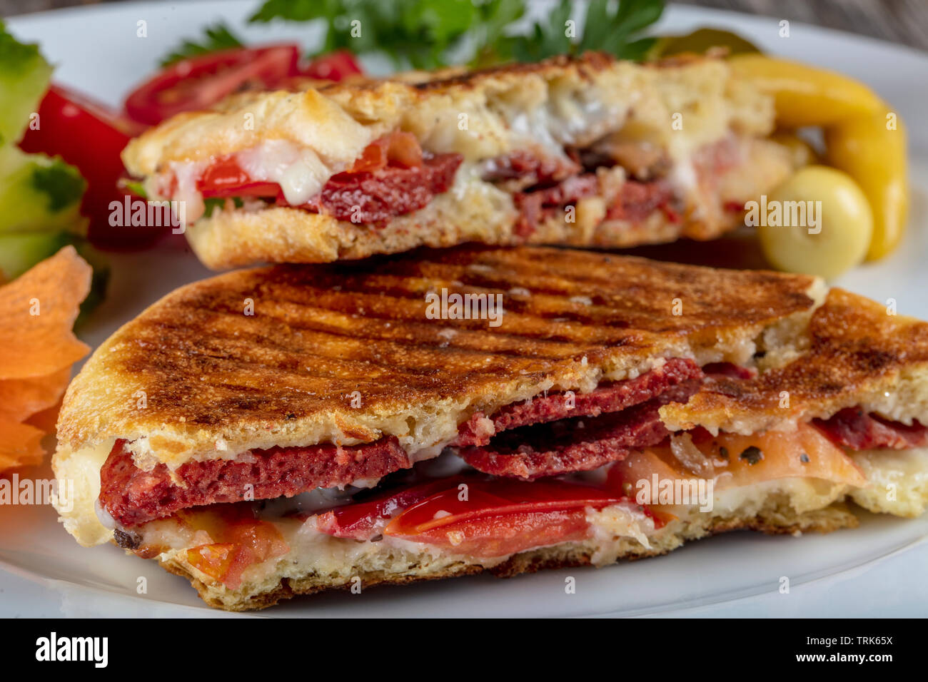 Traditional Turkish toast flat baked bread called bazlama on wooden ...
