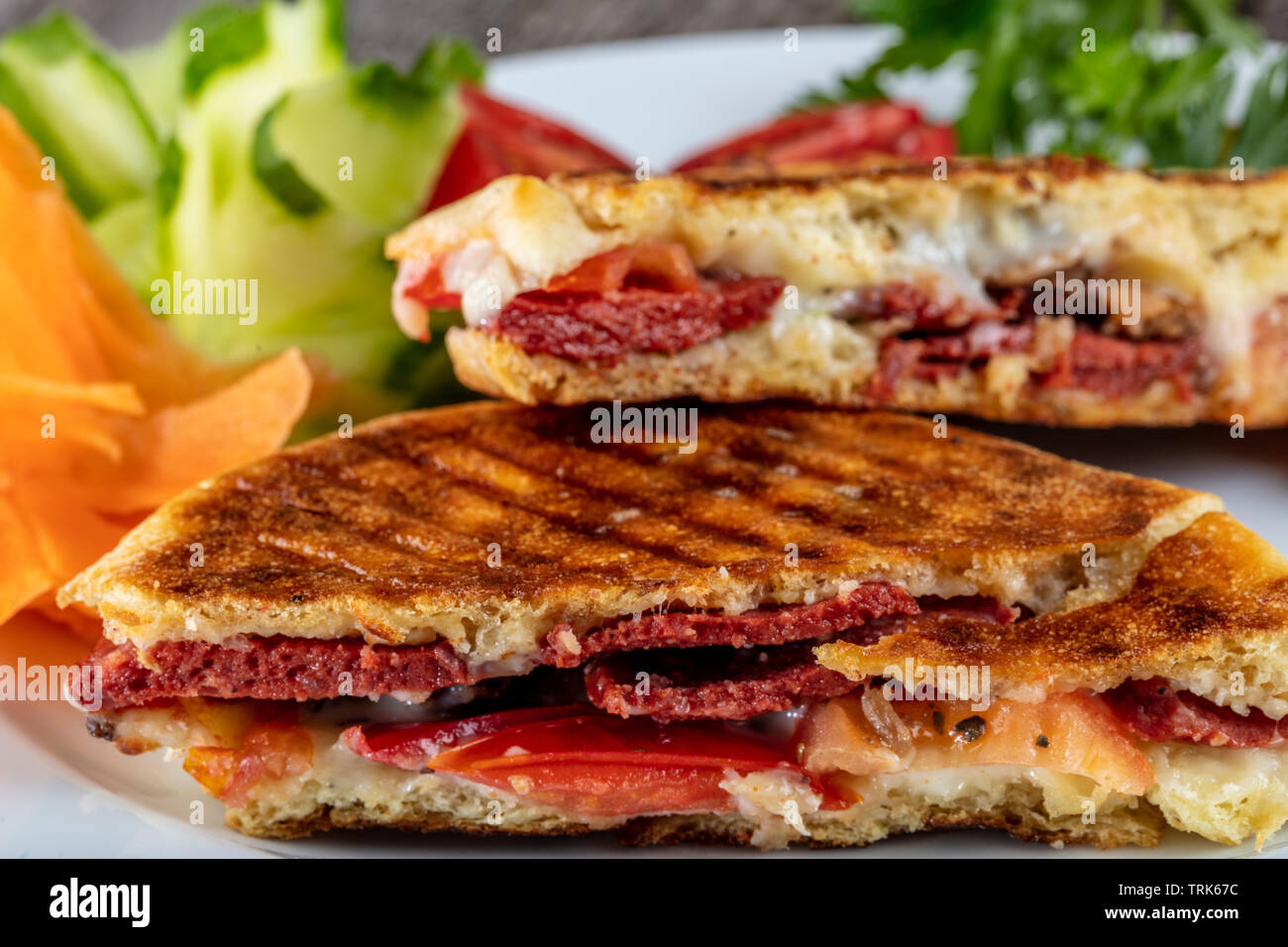 Traditional Turkish toast flat baked bread called bazlama on wooden ...