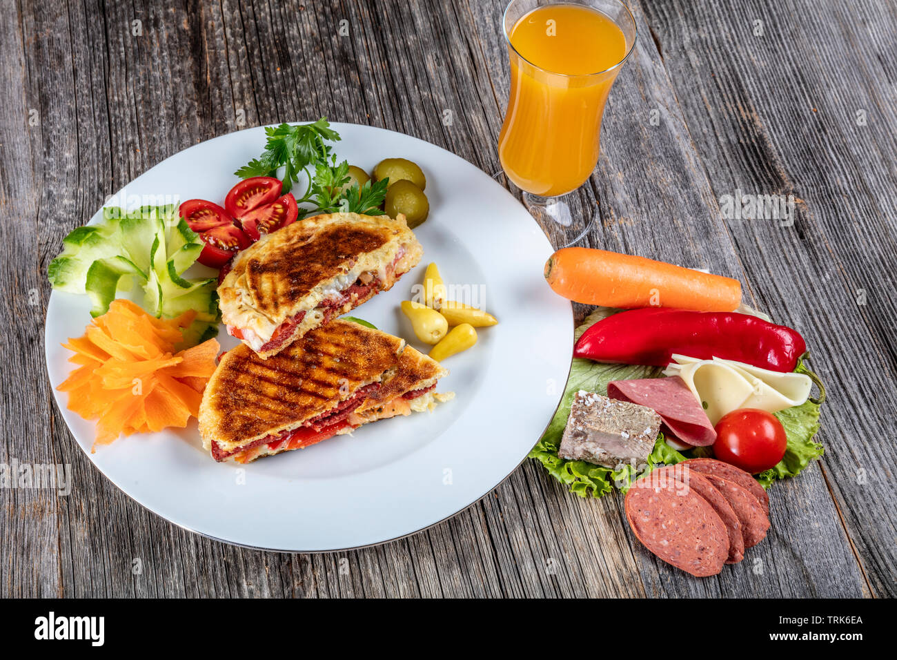 Traditional Turkish toast flat baked bread called bazlama on wooden ...