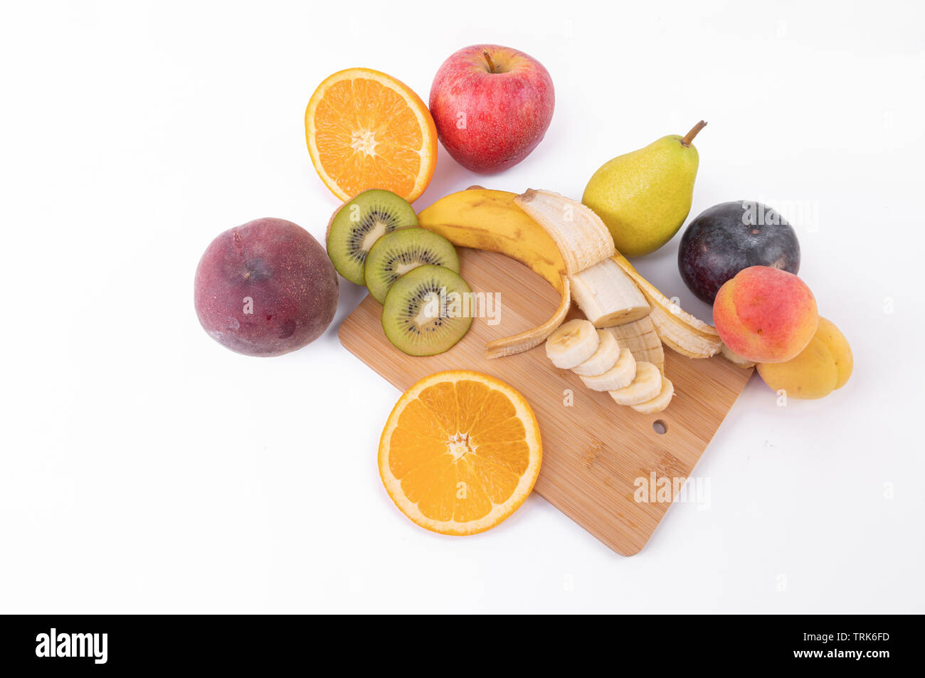 Summer healthy lifestyle background with various colorful sliced ...