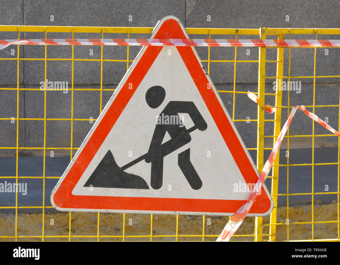 road works sign Stock Photo - Alamy