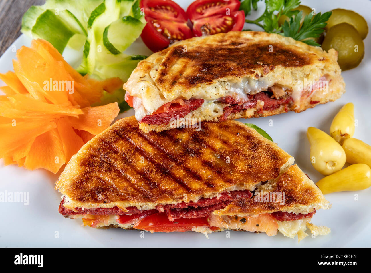 Traditional Turkish toast flat baked bread called bazlama on wooden ...
