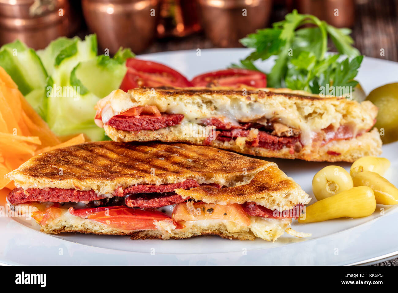 Traditional Turkish toast flat baked bread called bazlama on wooden ...