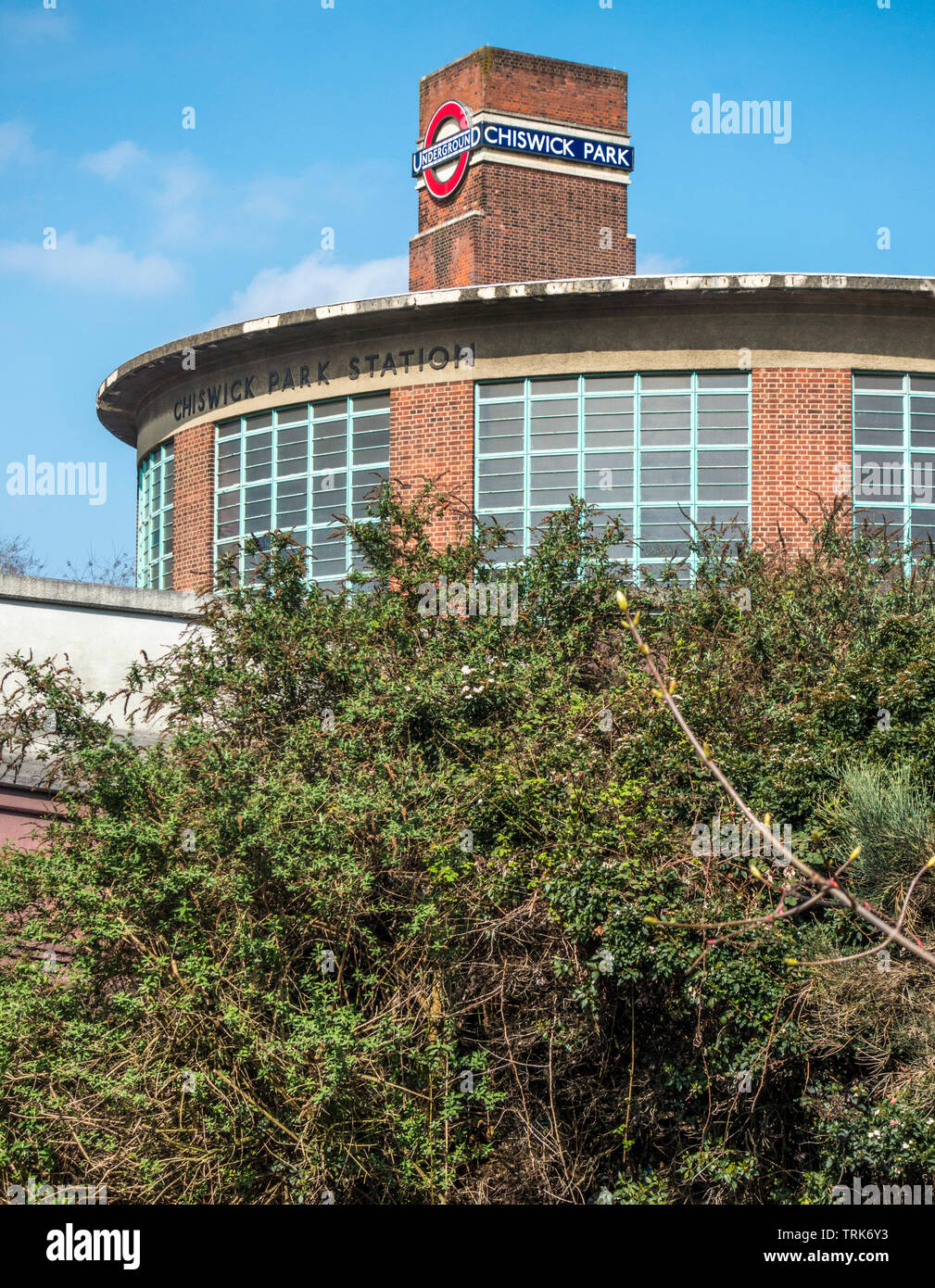 Part of outside of Chiswick Park Underground Station, a Grade II listed ...
