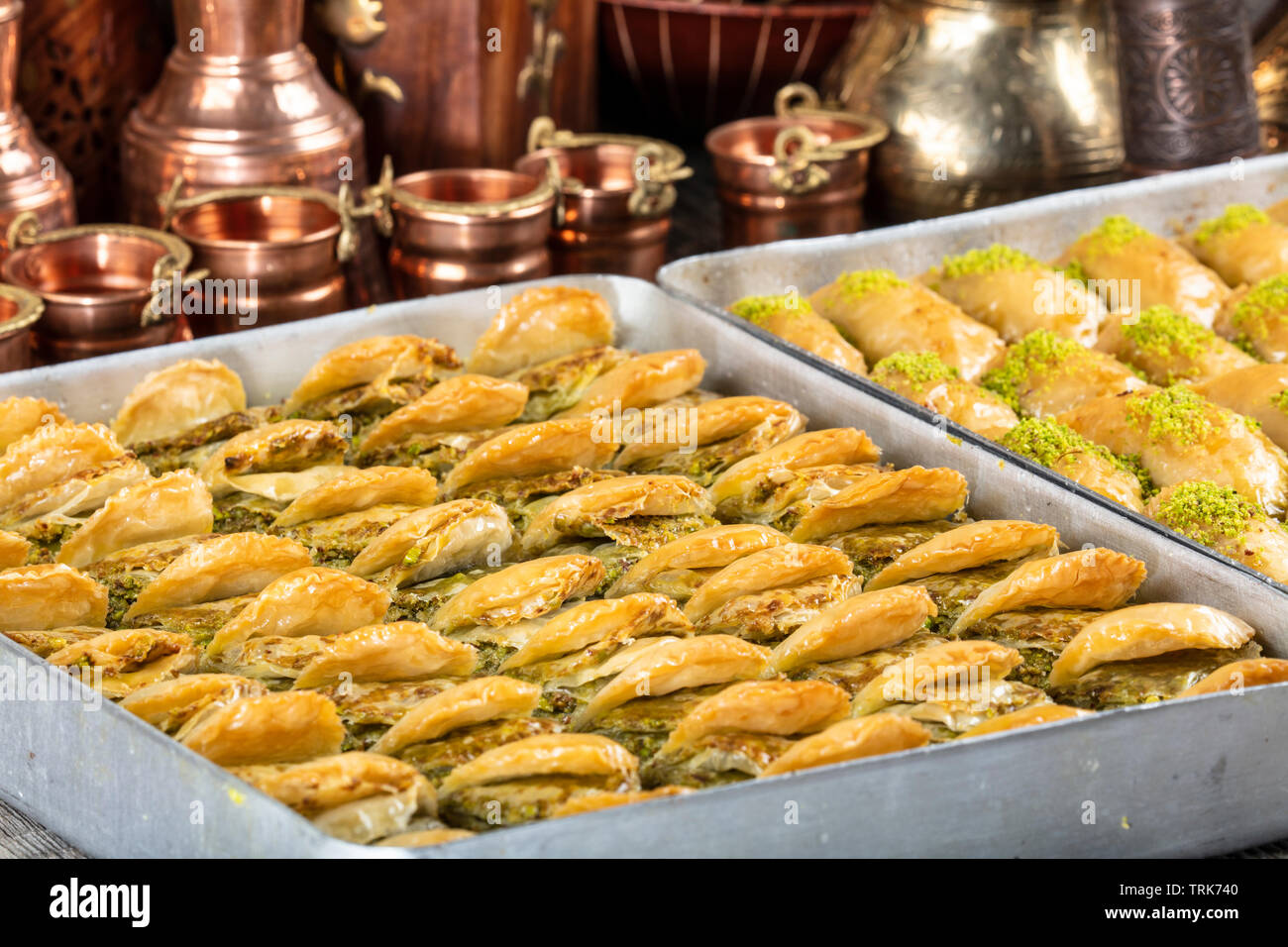 Turkish Dessert Baklava with concept background Stock Photo - Alamy