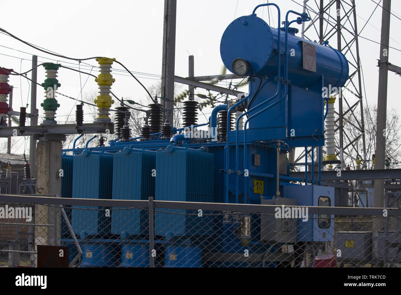 High-power station. A high voltage distribution equipment station ...