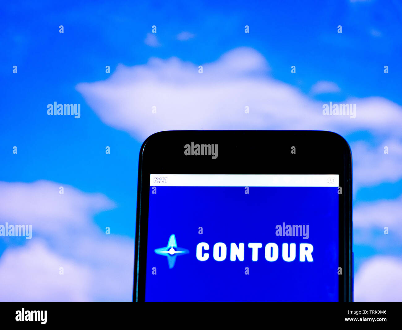 In this photo illustration the Contour Airlines logo is seen displayed ...