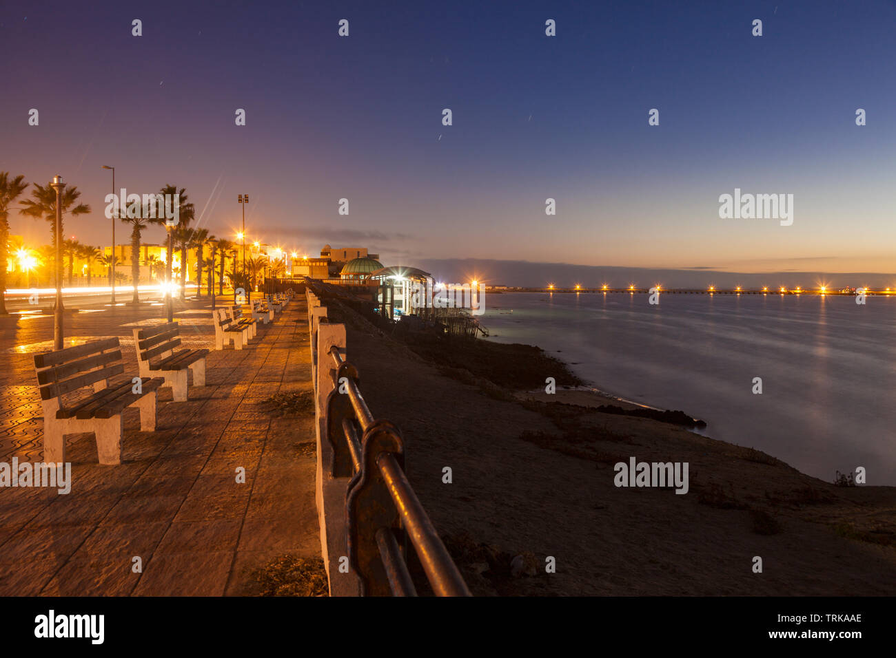 Corniche in Dakhla at night. Dakhla, Western Sahara, Morocco Stock ...