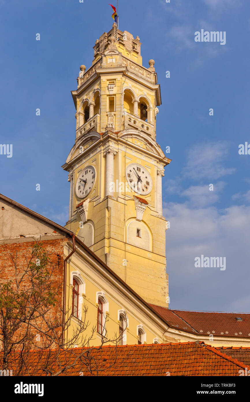 Clock tower in Oradea. Oradea, Bihor County, Romania Stock Photo - Alamy