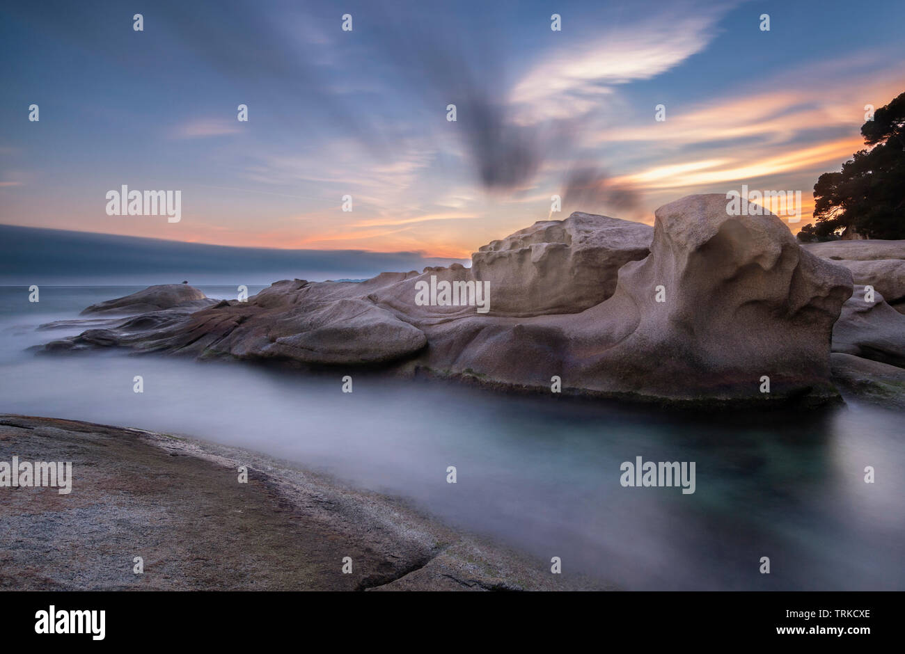 Rocky beach landscape of the Costa Brava, Catalonia, Spain ...