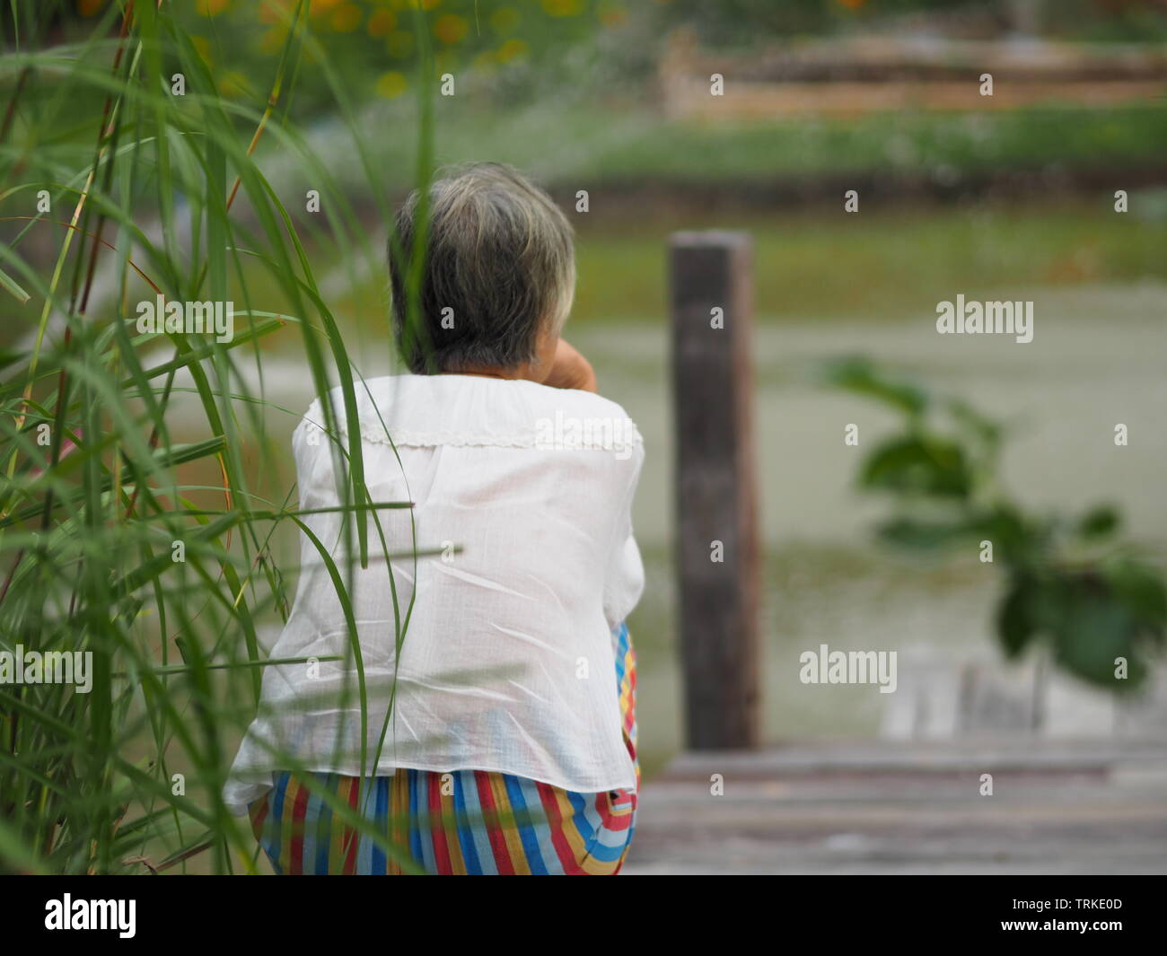 Sitting on a wooden bridge hi-res stock photography and images - Alamy