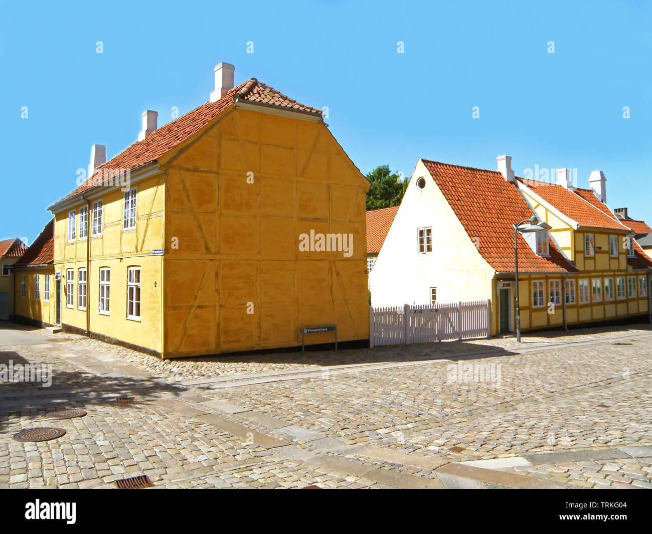 Colorful Historical Danish Buildings in Roskilde Town, Denmark ...