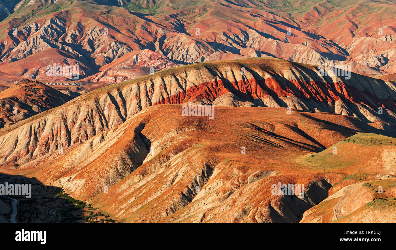 View of the beautiful striped red mountain Stock Photo - Alamy