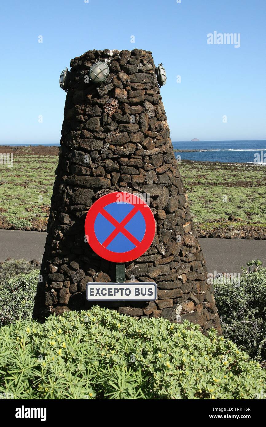 Small stone tower on the island of Lanzarote in the islands of Canary ...
