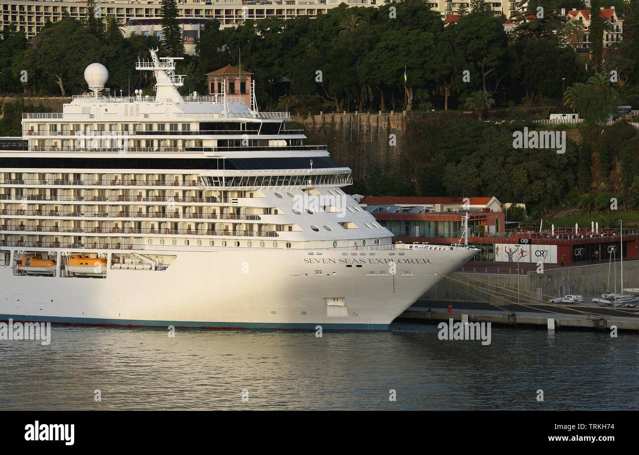 Cruise ship Seven Seas Explorer in port in the capital of Funchal on ...