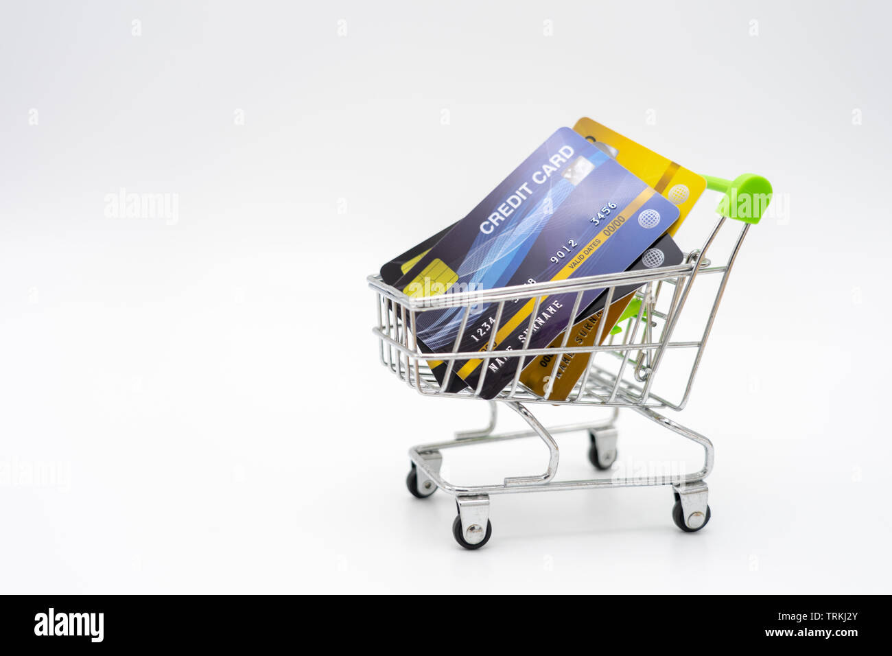 money concept of Credit Cards in a Shopping Cart on isolate white ...