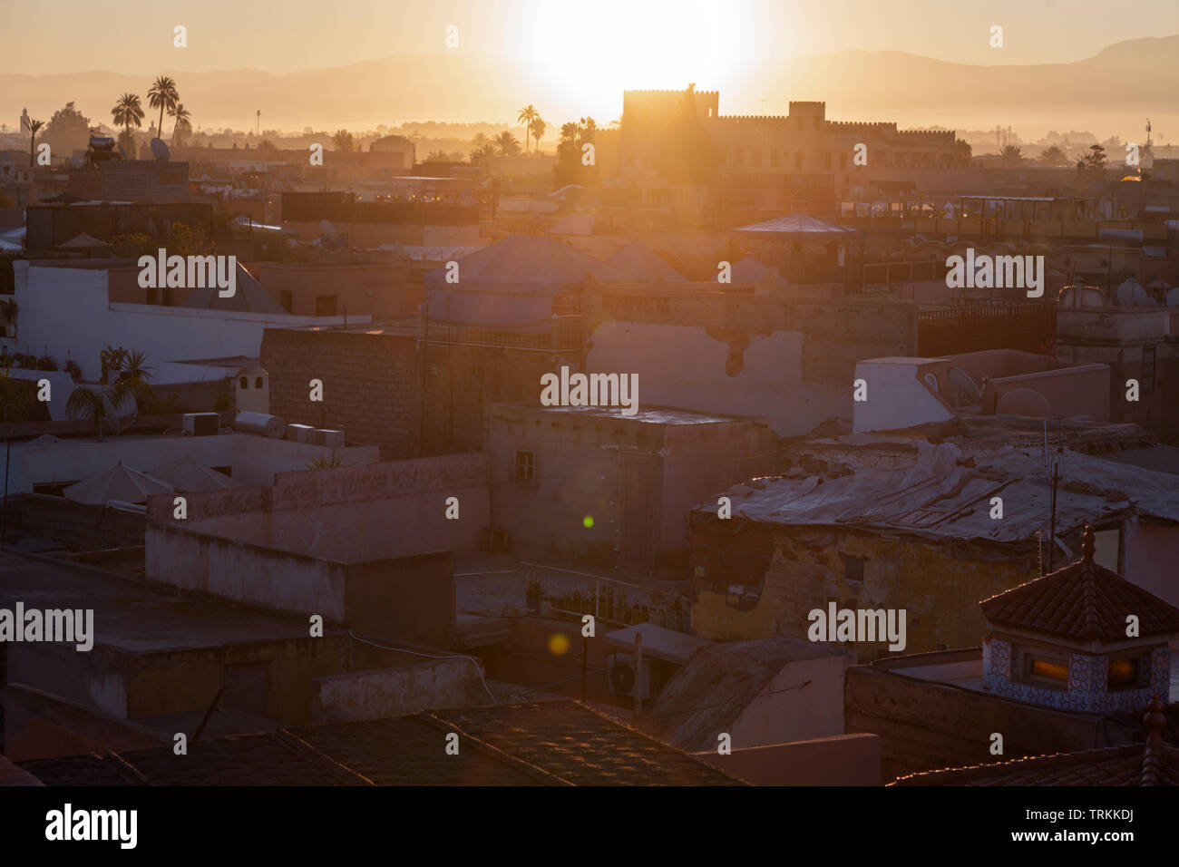 Panorama of Marrakesh at sunrise. Marrakesh, Marrakesh-Safi, Morocco ...